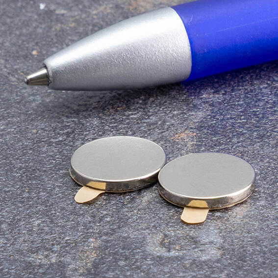 Disc magnets neodymium, self-adhesive, 12 mm x 1.5 mm, N35 – Magnets Direct