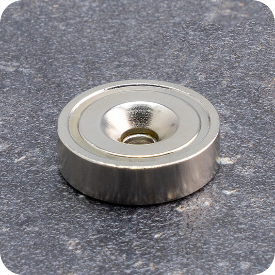 Neodymium N38 Pot Magnet CSK Borehole 25mm – Magnets Direct